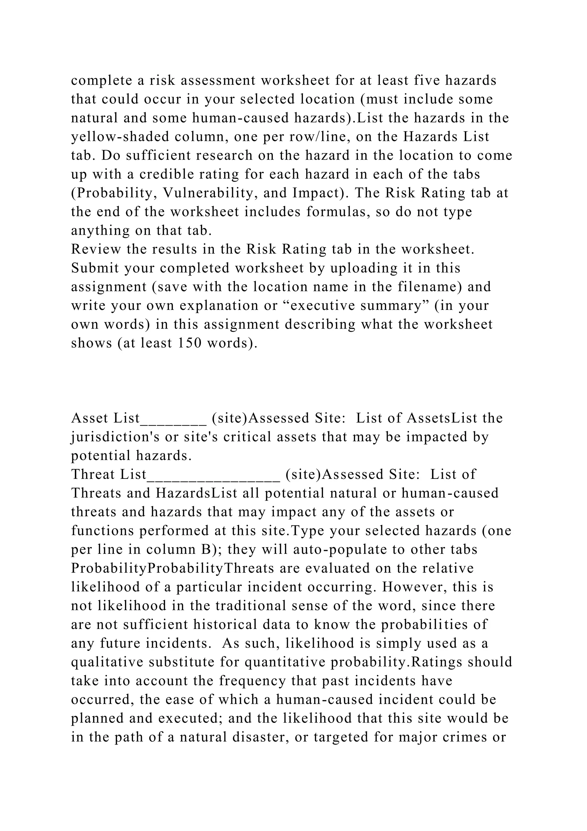 Sample Hazard ProfileHazard Analysis WorksheetHazard _________.docx