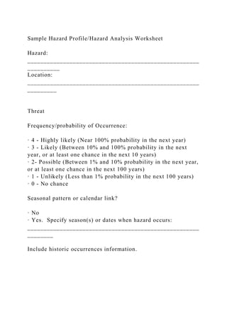 Sample Hazard ProfileHazard Analysis WorksheetHazard _________.docx