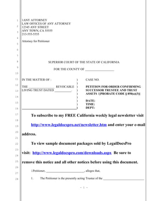 Sample Heggstad petition for California | DOC