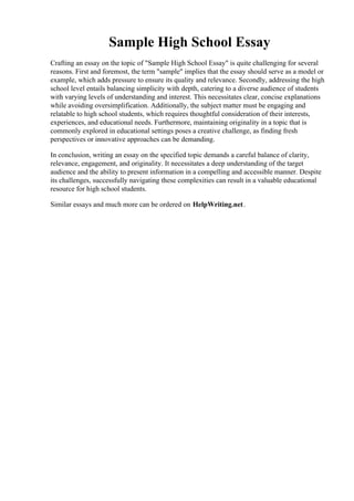 Sample High School Essay | PDF
