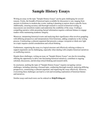 Sample History Essays. Las Positas College | PDF