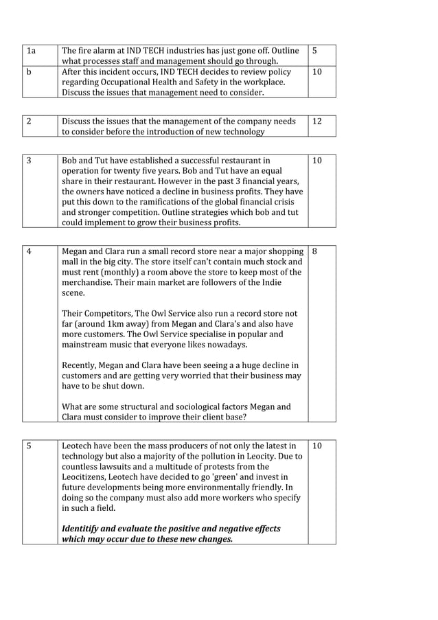 Sample hsc style questions | PDF