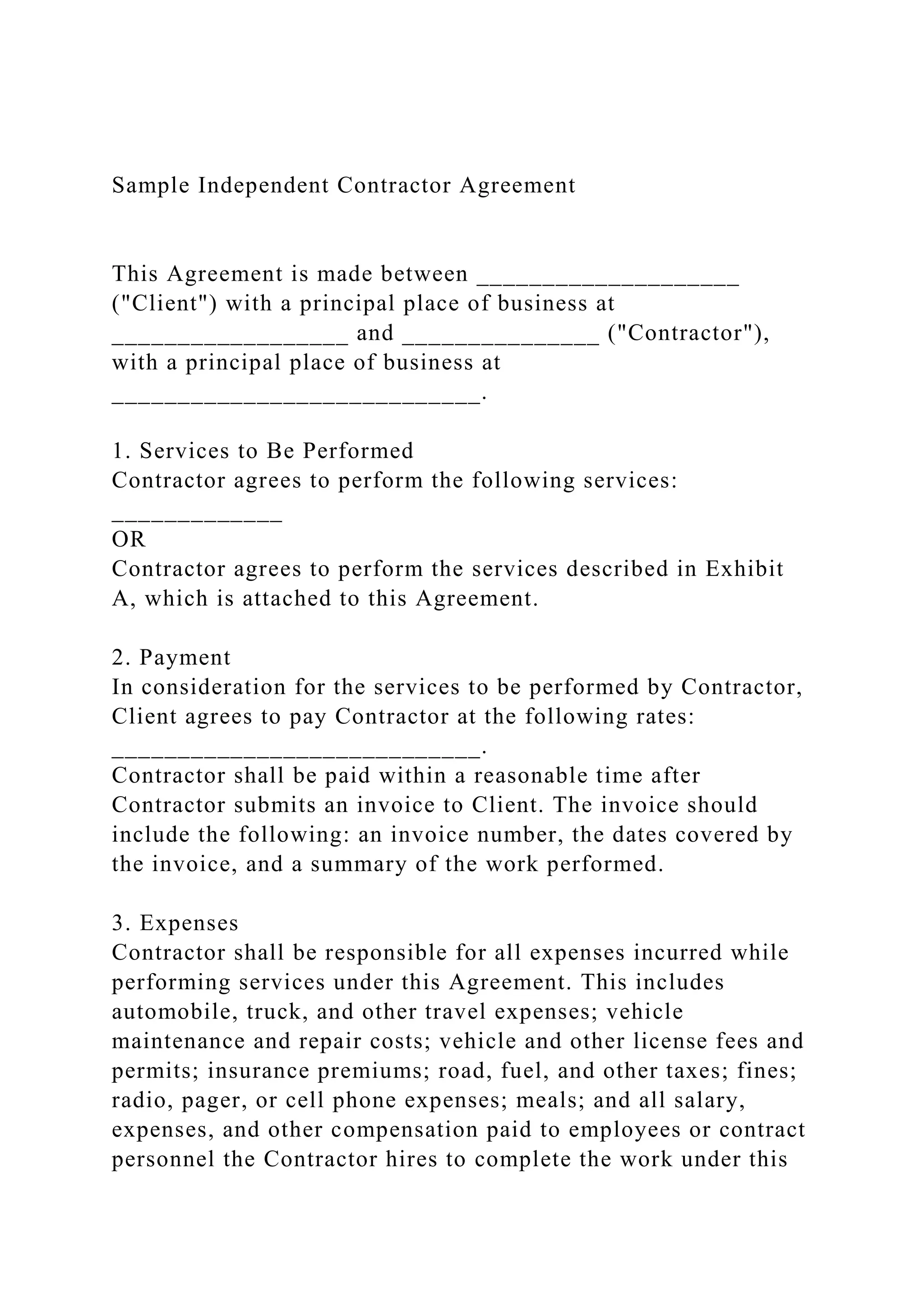 Sample Independent Contractor AgreementThis Agreement is mad.docx