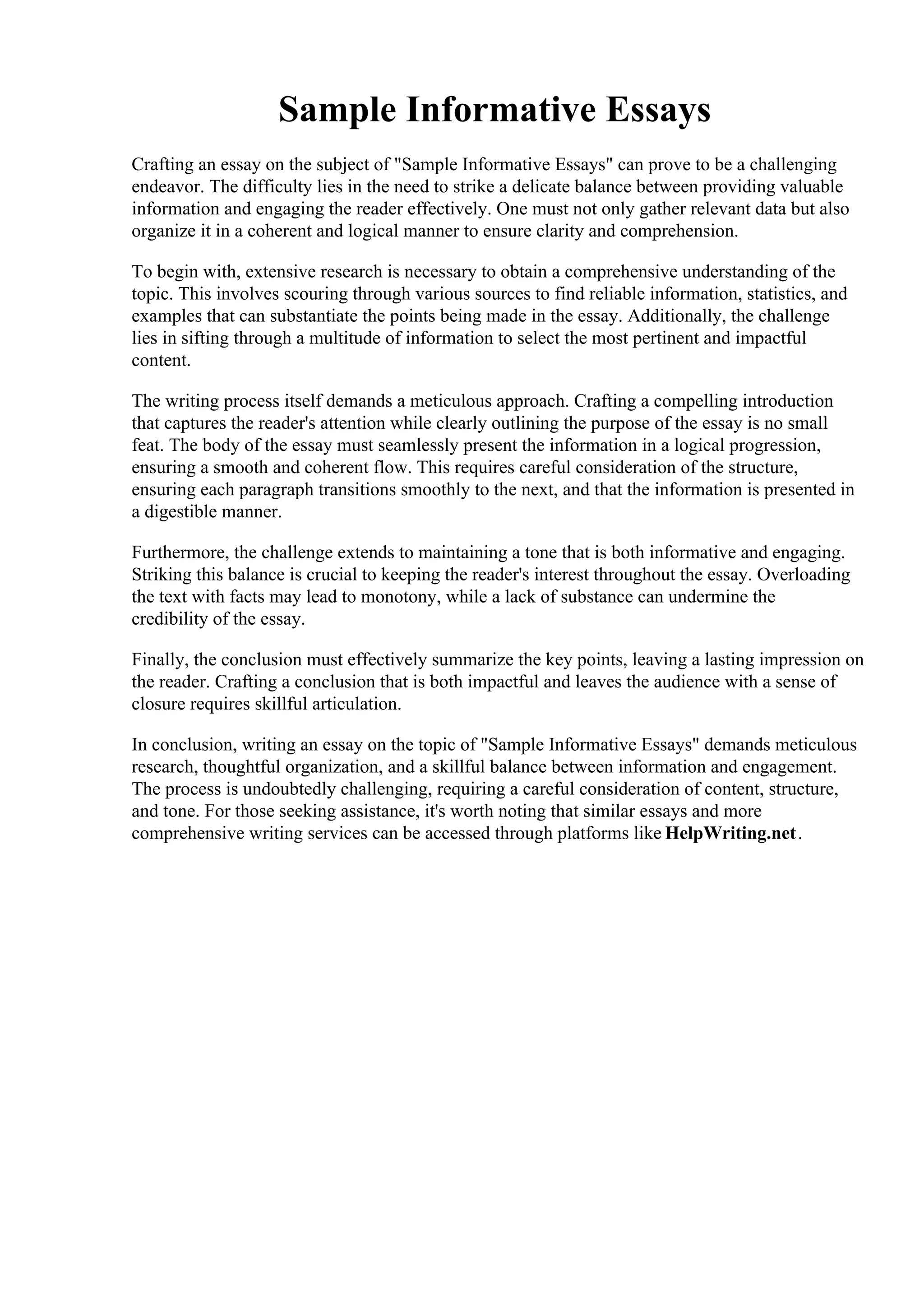 Sample Informative Essays. 003 Essay Example Informative Sample ...