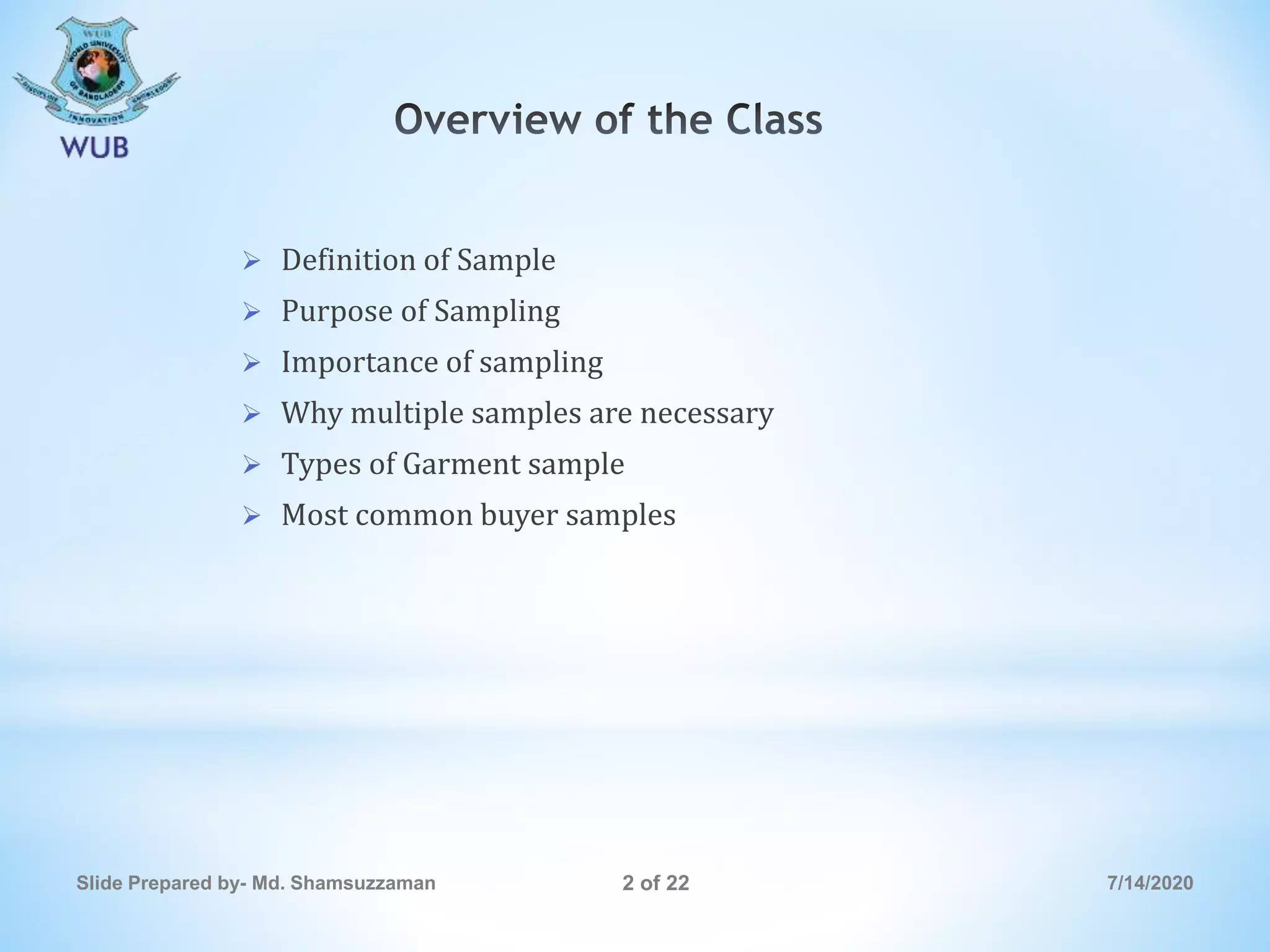 Sample in garment industry | PPTX