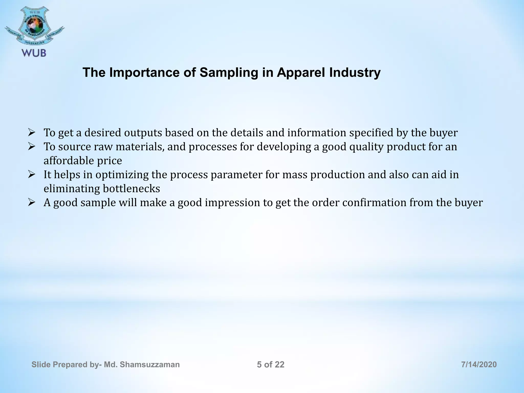 Sample in garment industry | PPTX