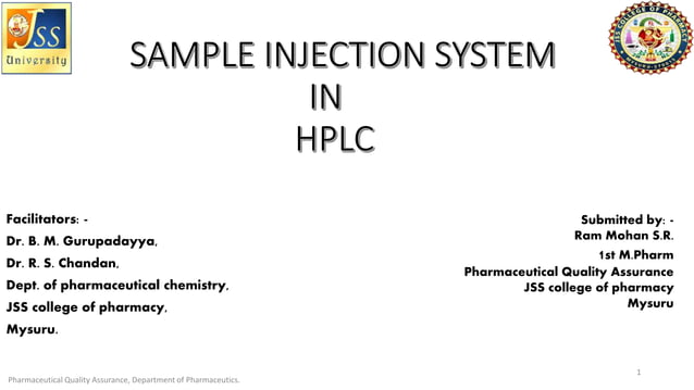 Sample injection system in hplc | PPTX