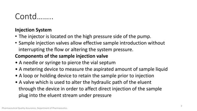 Sample injection system in hplc | PPTX