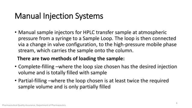 Sample injection system in hplc | PPTX