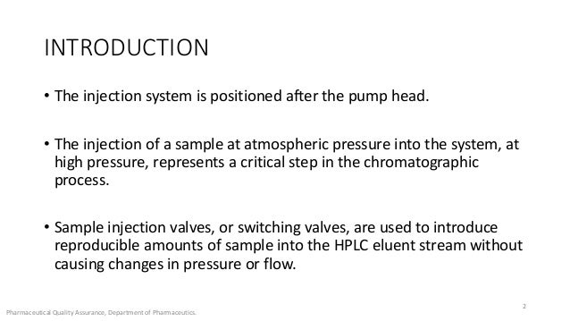 Sample injection system in hplc