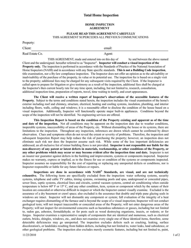 Sample inspection agreement | PDF | Real Estate Buying and Selling ...