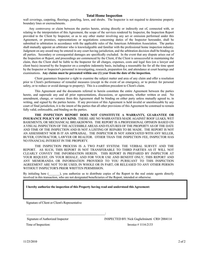Sample inspection agreement | PDF | Real Estate Buying and Selling ...