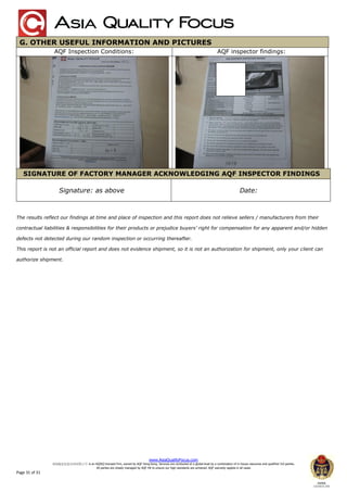 Sample Pre-Shipment Inspection Report | PDF