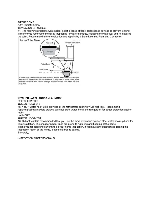 Sample inspector notes 1 | DOCX | Home Improvement | Home & Garden