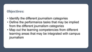 Sample Integration of Select Campus Journalism Categories with Other ...