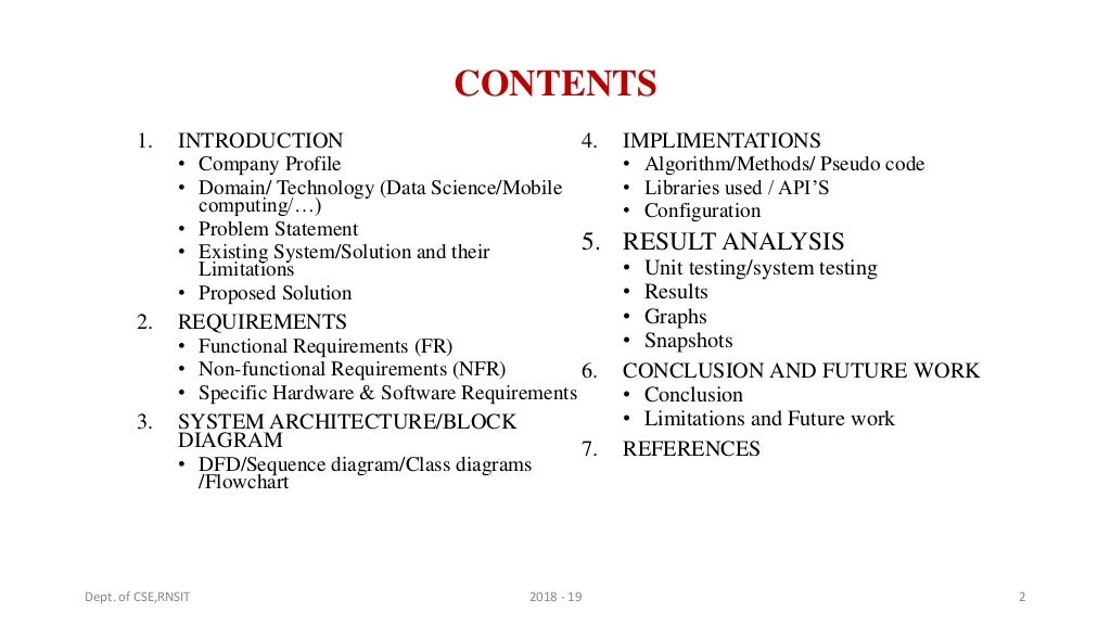 Sample internship presentation ppt
