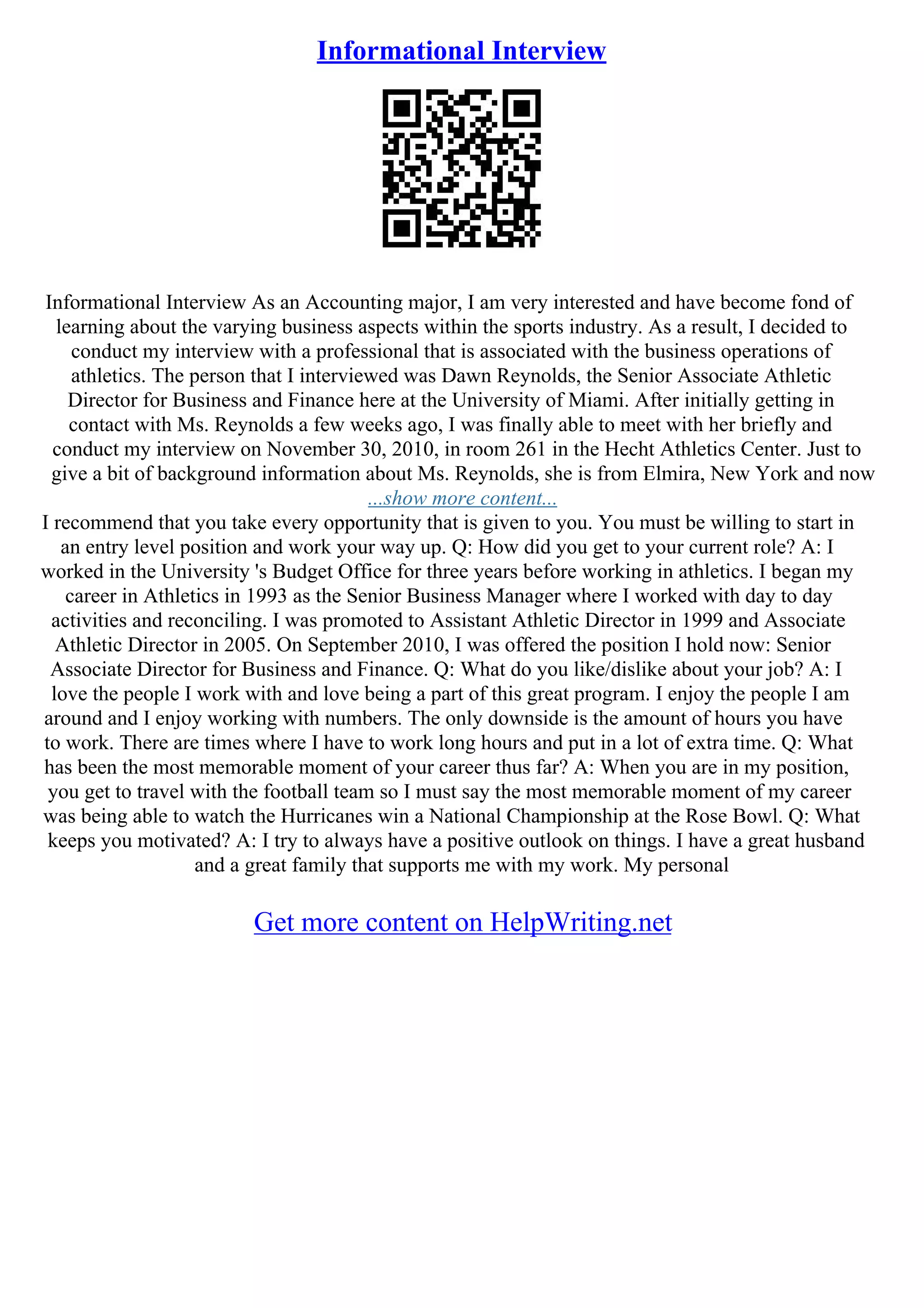 Sample Interview Essay | PDF