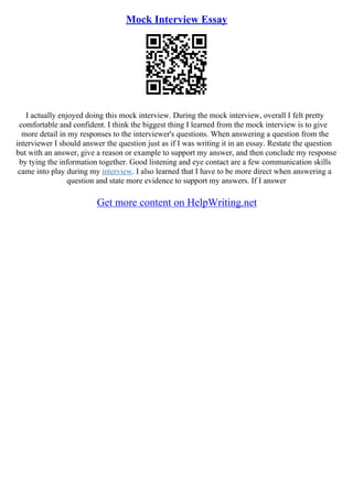 Sample Interview Essay | PDF