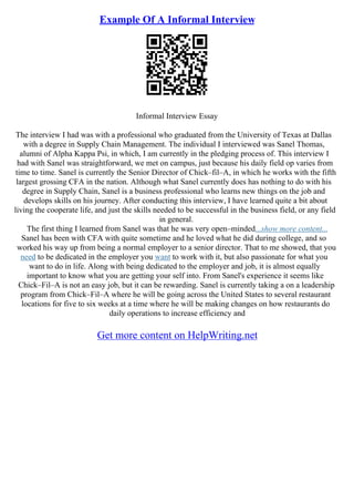 Sample Interview Essay | PDF