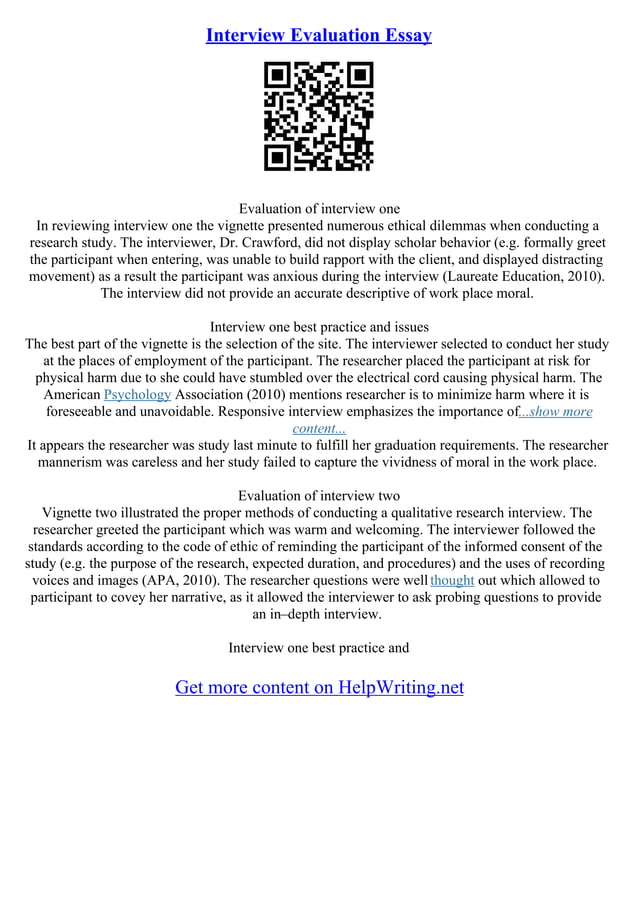 Sample Interview Essay | PDF