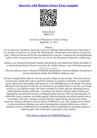 Sample Interview Essay | PDF