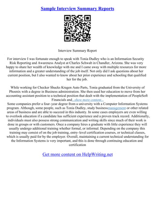 Sample Interview Essay | PDF