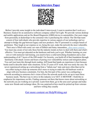 Sample Interview Essay | PDF