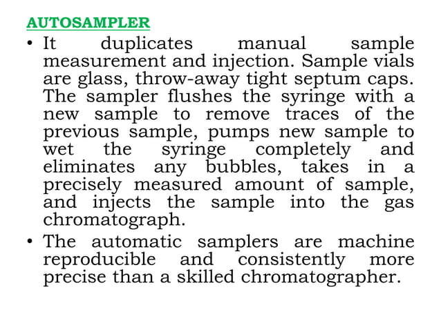 Sample Introduction Techniques In Gas Chromatography Pptx Chemistry Science