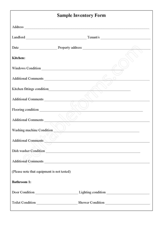 Sample Inventory Fillable PDF Template Download | PDF