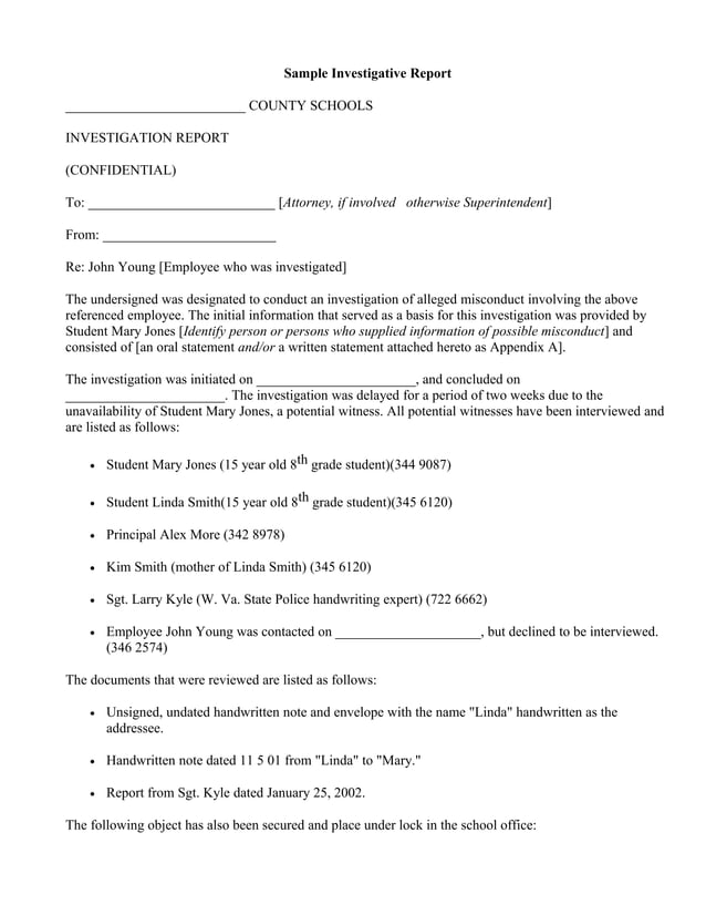 Sample Investigative Report DOC Sample Investigative Report DOC