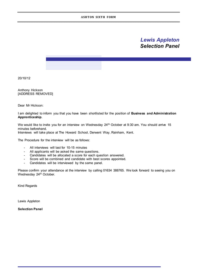 Sample invitation to interview | DOCX | Careers