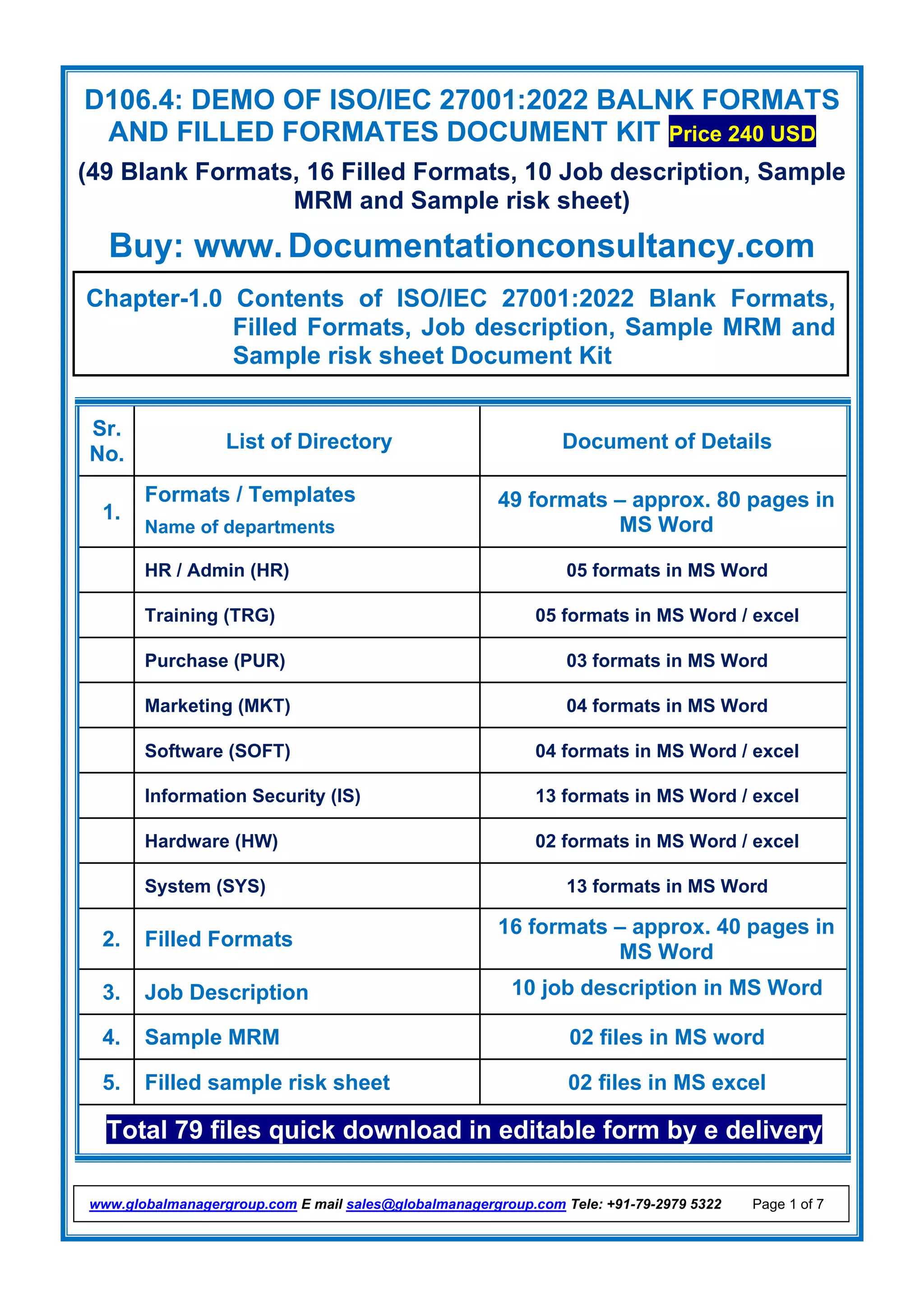 Sample ISO 27001:2022 Blank Forms | PDF