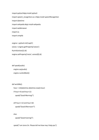 Sample Jarvis(desktop assistant) | PDF