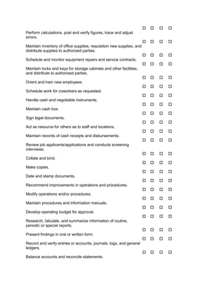 Sample job analysis checklists | DOCX