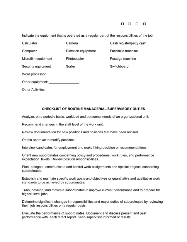 Sample job analysis checklists | DOCX | Resume Writing and Advice | Job ...