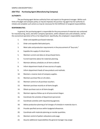 Purchasing Agent Job Description
