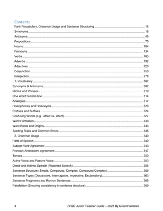 FPSC Junior Teacher Guide GreenPakistani | PDF