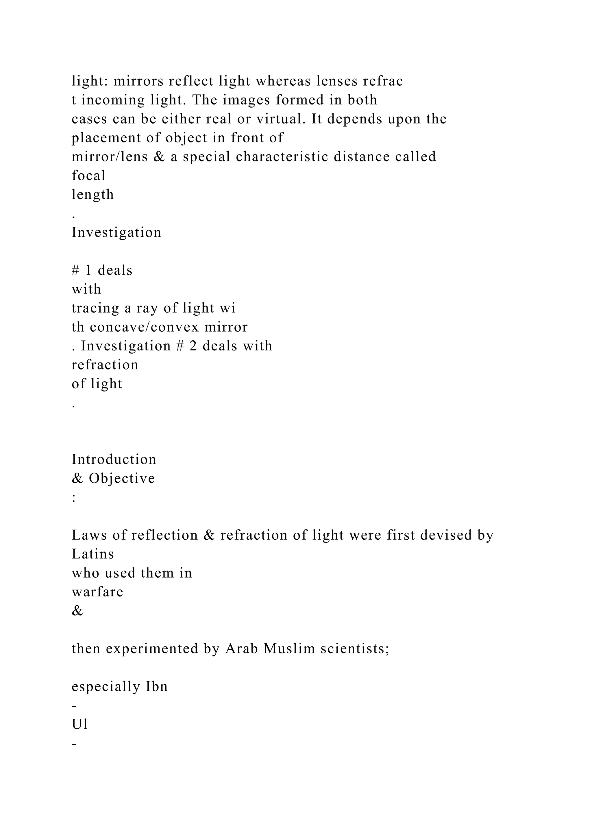 SAMPLE LABReport for Experiment - 15Geometric Optics.docx