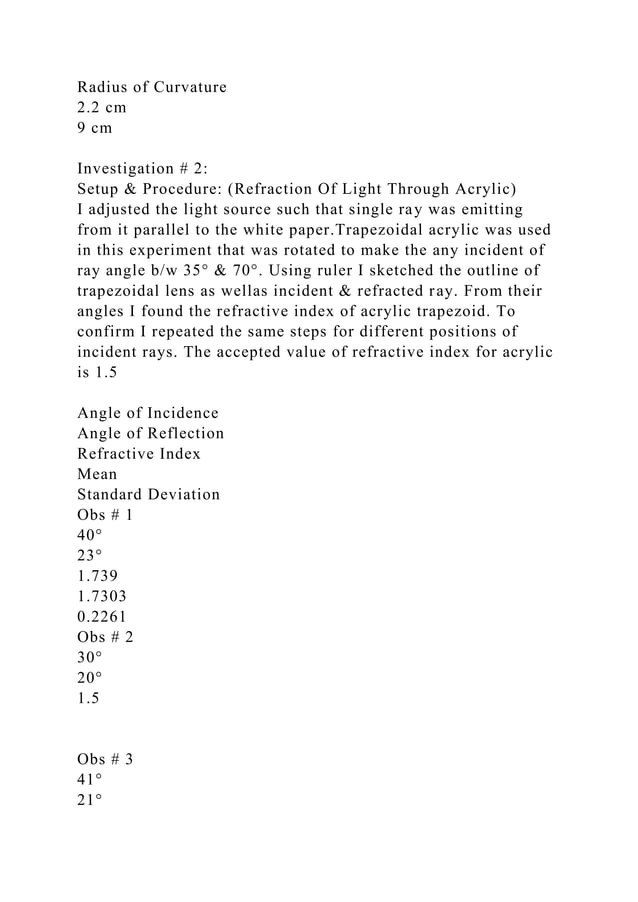 SAMPLE LABReport for Experiment - 15Geometric Optics.docx