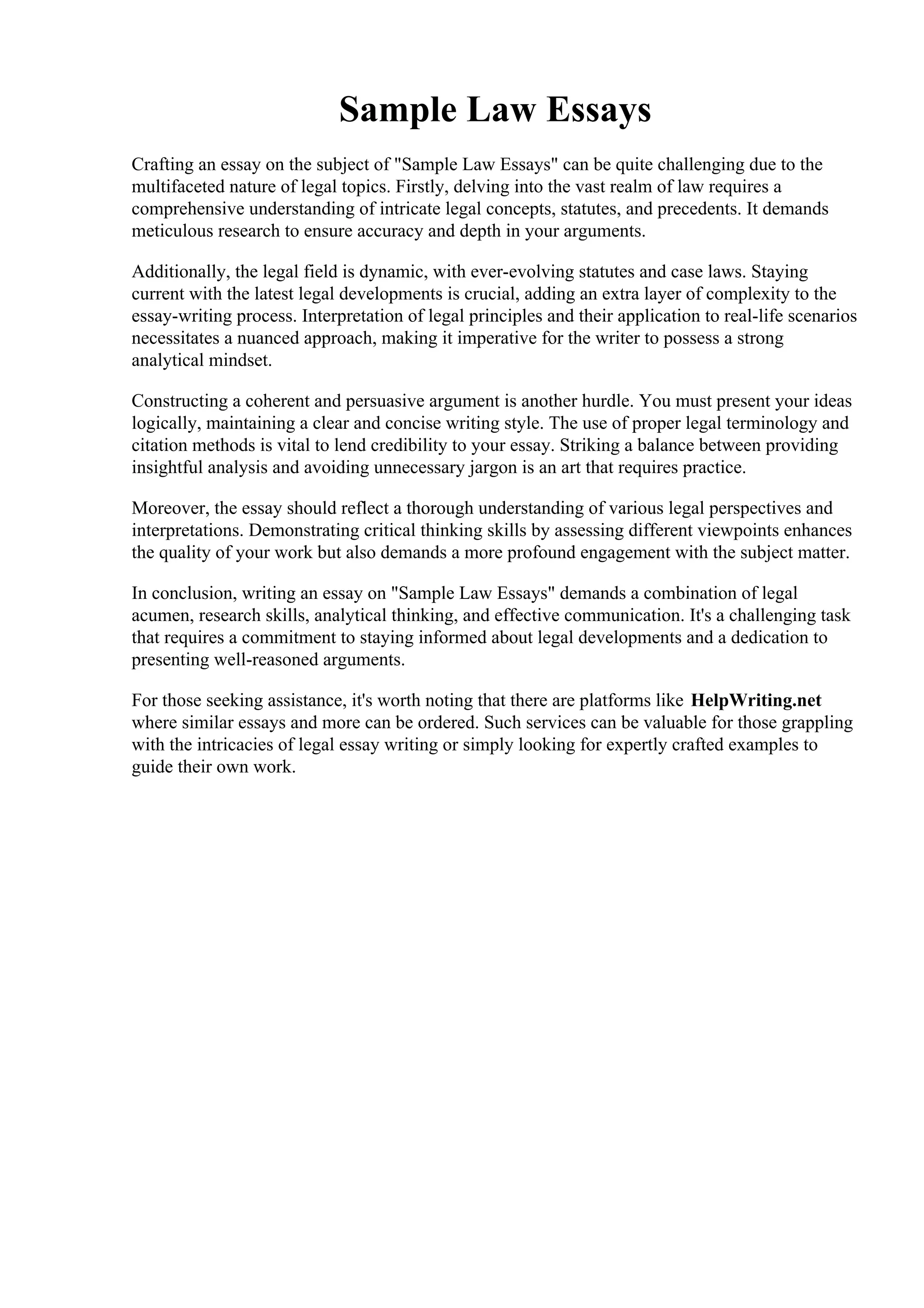 Sample Law Essays | PDF