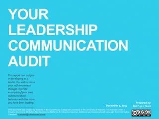 Sample leadership communication audit report | PDF