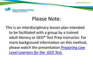 Sample GED Test Prep Lesson: Education Pays | PPT
