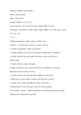 Sample lesson plan year 2 | PDF