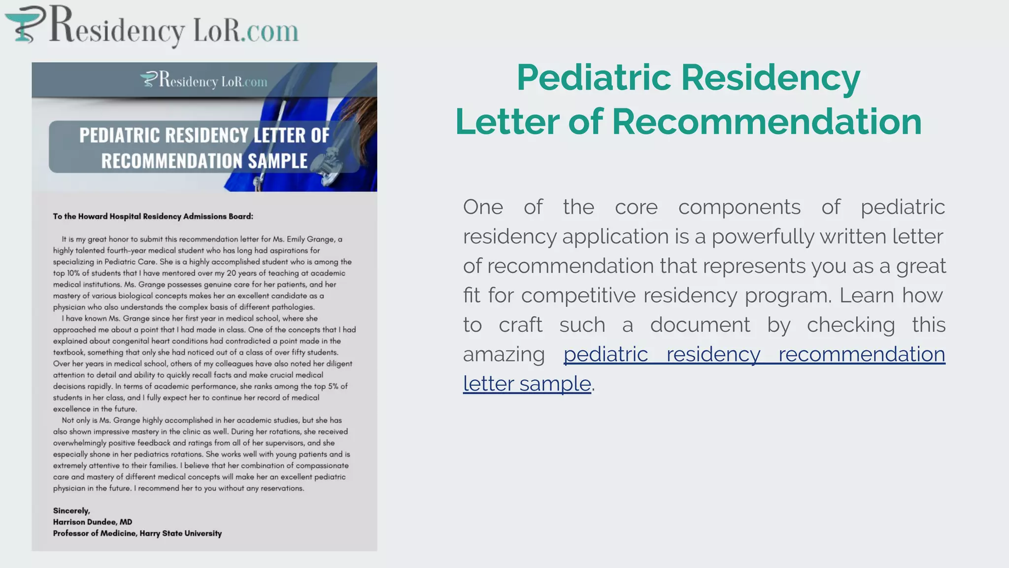 Amazing Collection of Residency Letter of Recommendation Samples | PPT