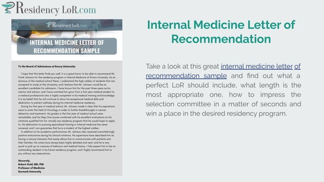 Amazing Collection of Residency Letter of Recommendation Samples | PPT