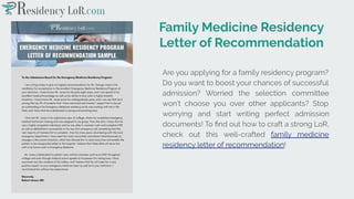 Amazing Collection of Residency Letter of Recommendation Samples | PDF