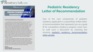 Amazing Collection of Residency Letter of Recommendation Samples | PDF