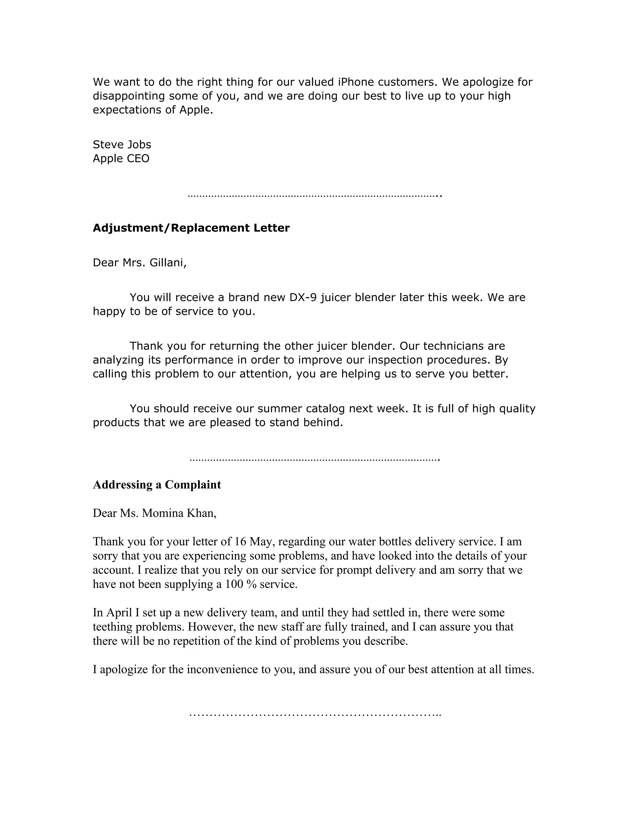 Sample letters | DOC