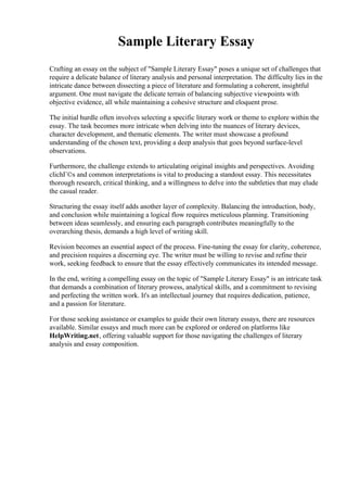 Sample Literary Essay.pdf | Homework and Study | Education