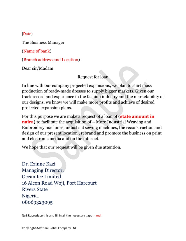 Sample loan application letter | PDF